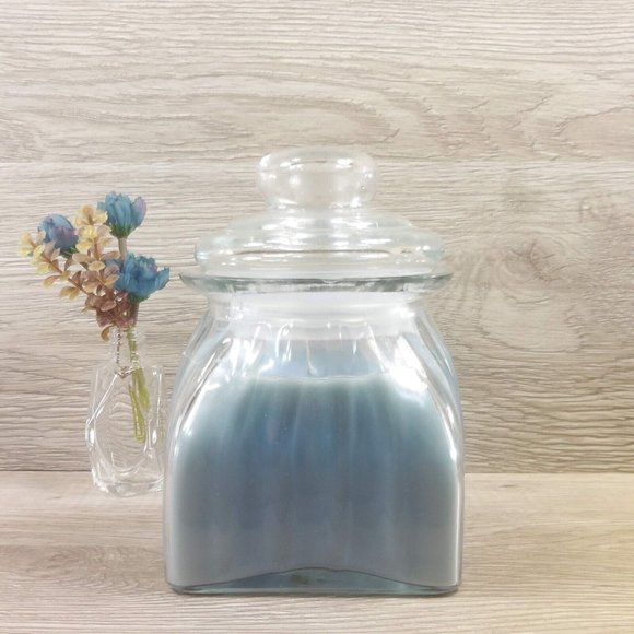 Unbranded | Accents | Light Blue Glass Jar Container Candle Home Dcor ...